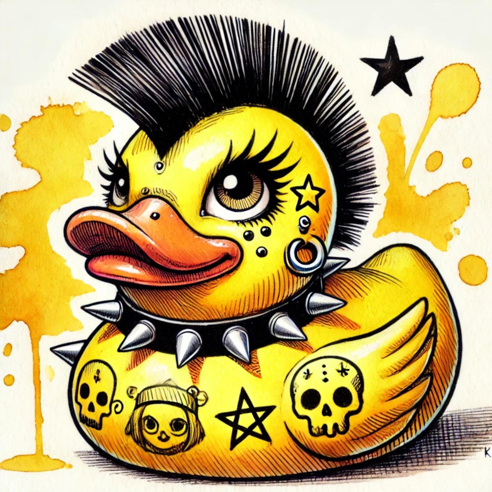 Punk Duck, Rubber Duck Art, Mohawk Duck, Cute Punk Style, Duck ...