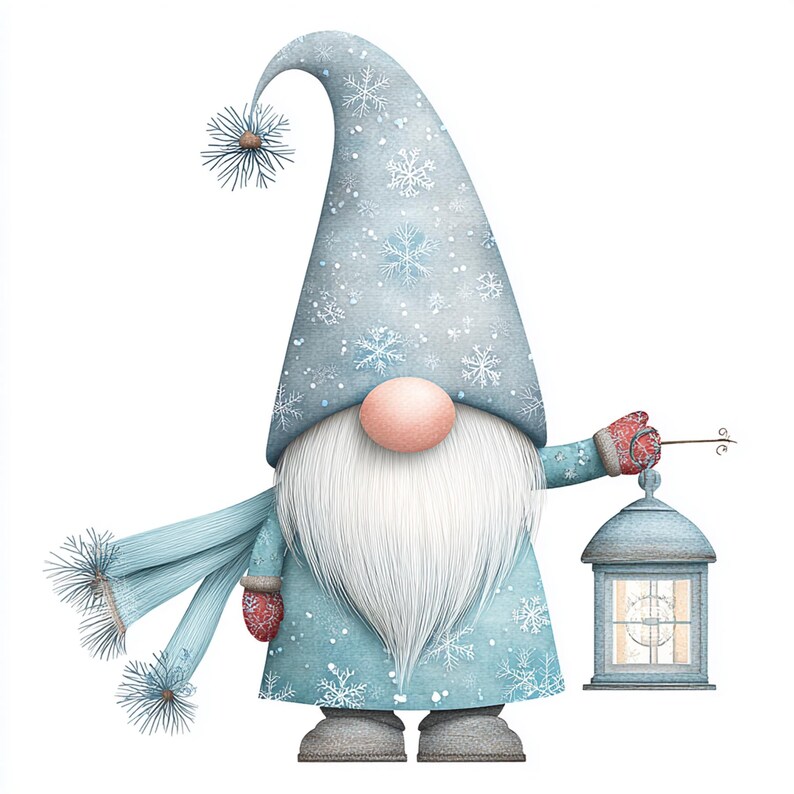 Winter Gnome, Blue Gnome, Snowflake Hat, Gnome Lantern, Nordic Gnome ...