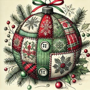 10 Patchwork Bauble Clipart Images, Baubles, Patchwork, Sewing ...