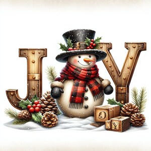 JOY, Snowman Clipart, Joy Clipart, Festive Theme, Christmas Vibes ...