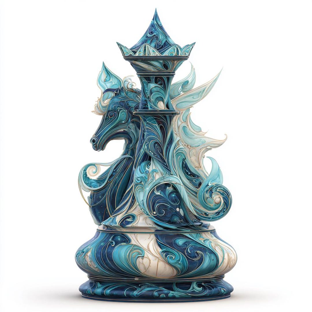 Fantasy Chess Tower CLIPART, Aqua Rook Design, Ornate Water Motifs ...