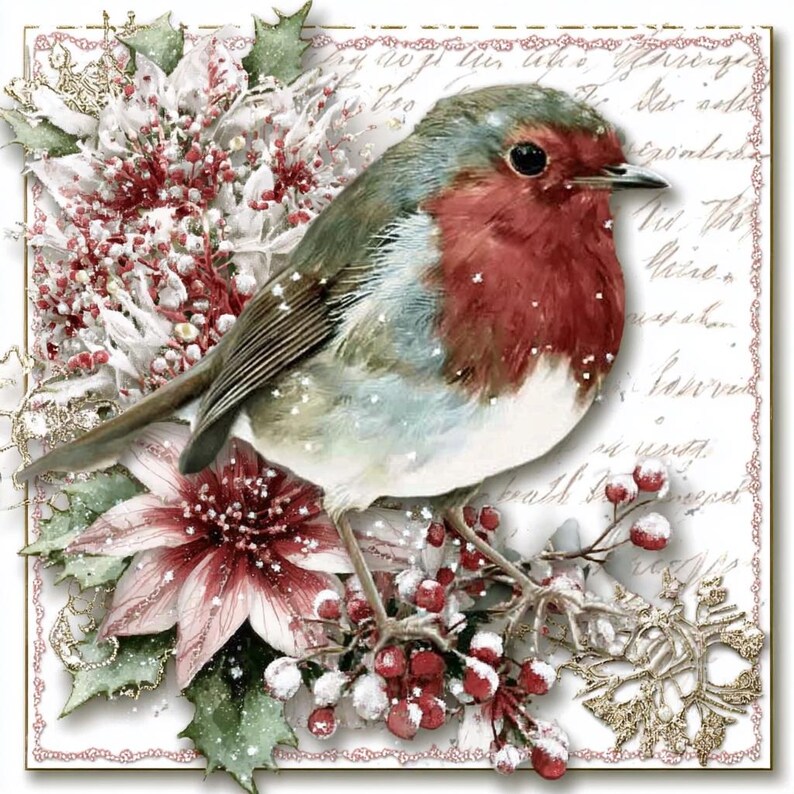 Winter Robin, Berry Song, Christmas Bird, Holly Berries, Festive Bird ...