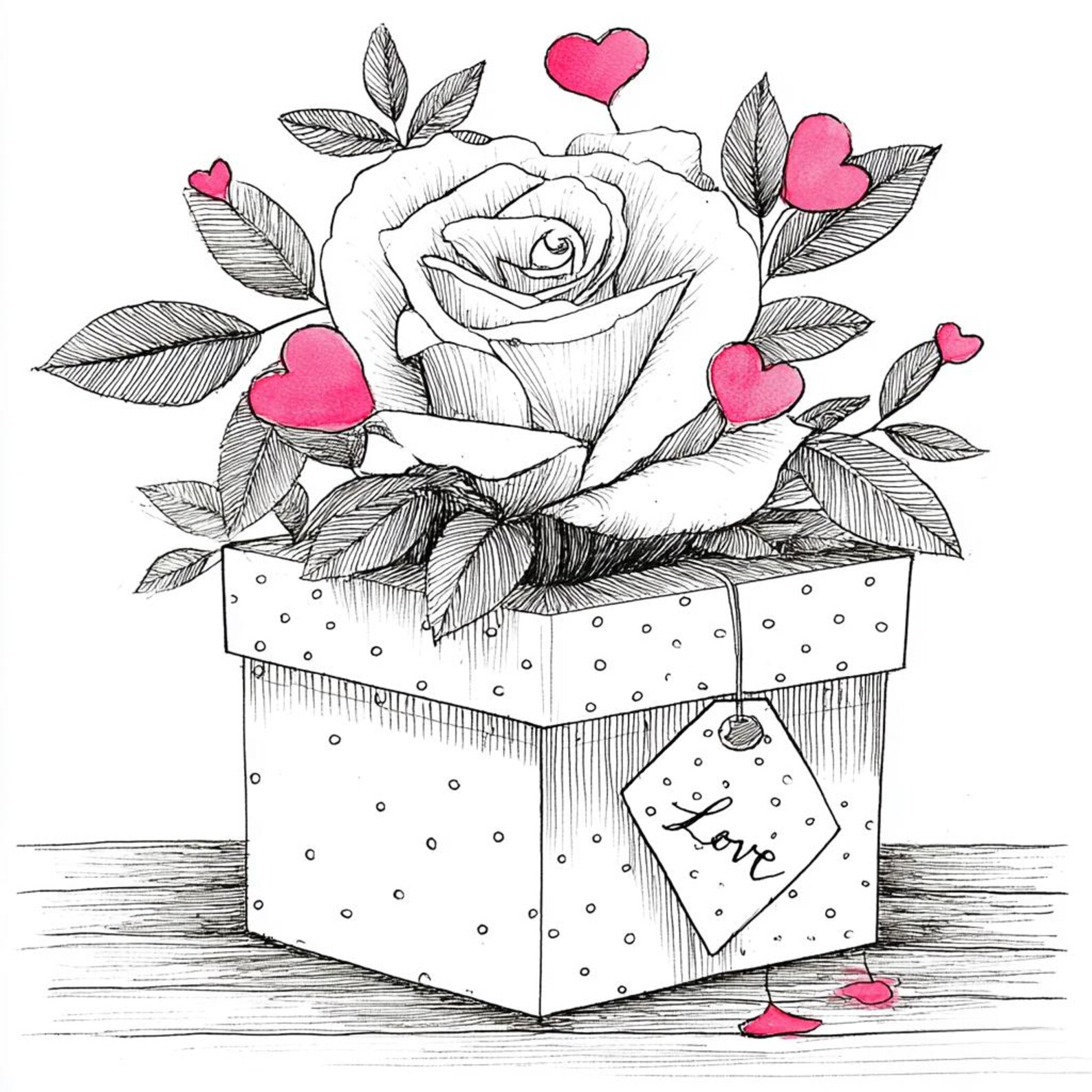 Romantic Bloom CLIPART, Hand Drawn Floral Sketch Art, Valentine Gift ...