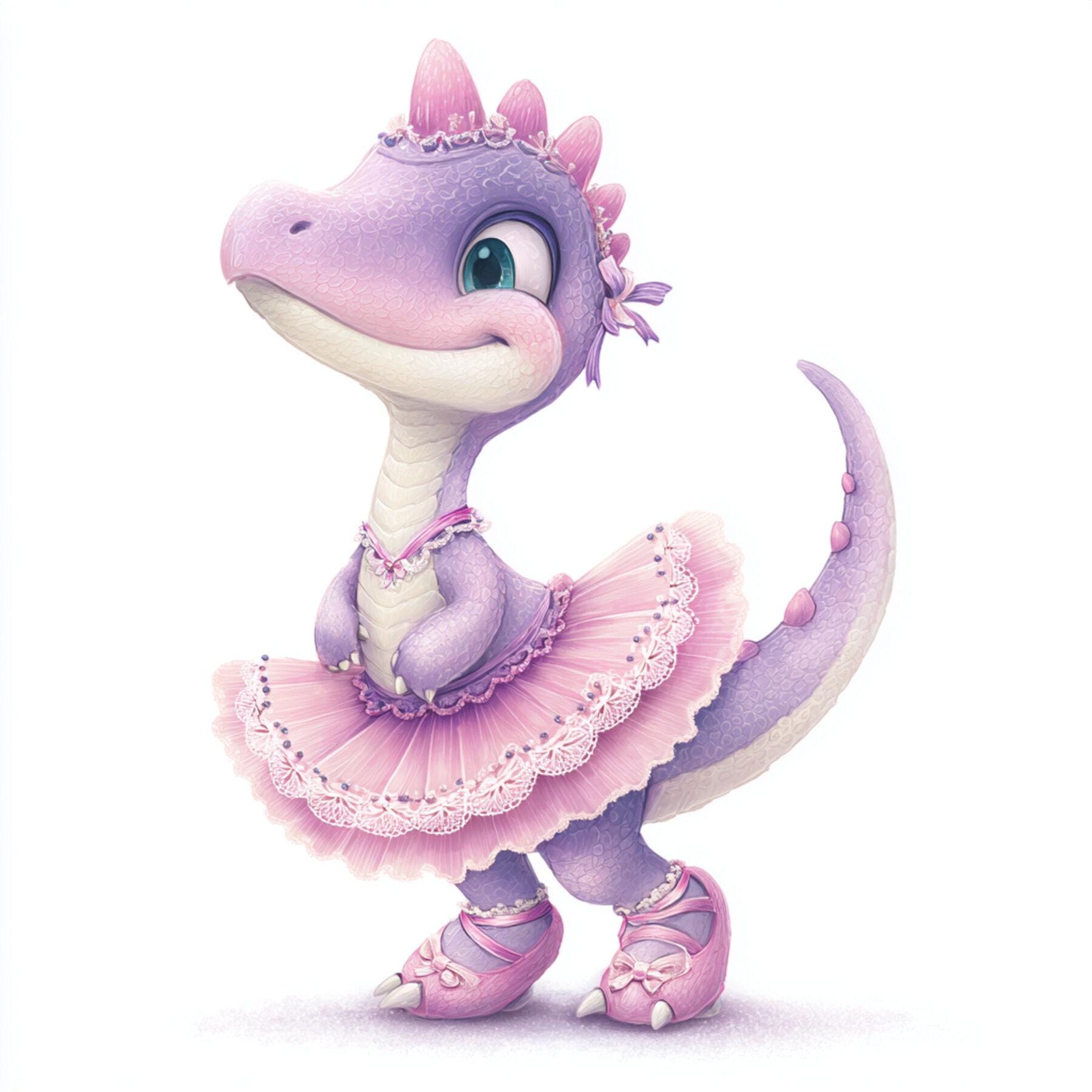 Dino Ballerina, Dinosaur Dance Art, Pink Tutu Dino, Ballet Dinosaur ...