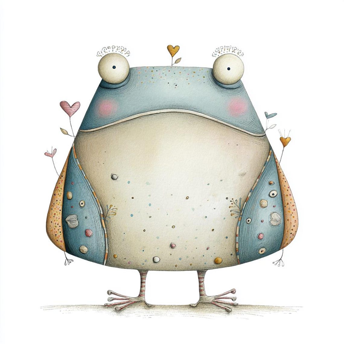Whimsical Frog, Kawaii Frog, Funky Frog, Frog Art, Cute Amphibian ...