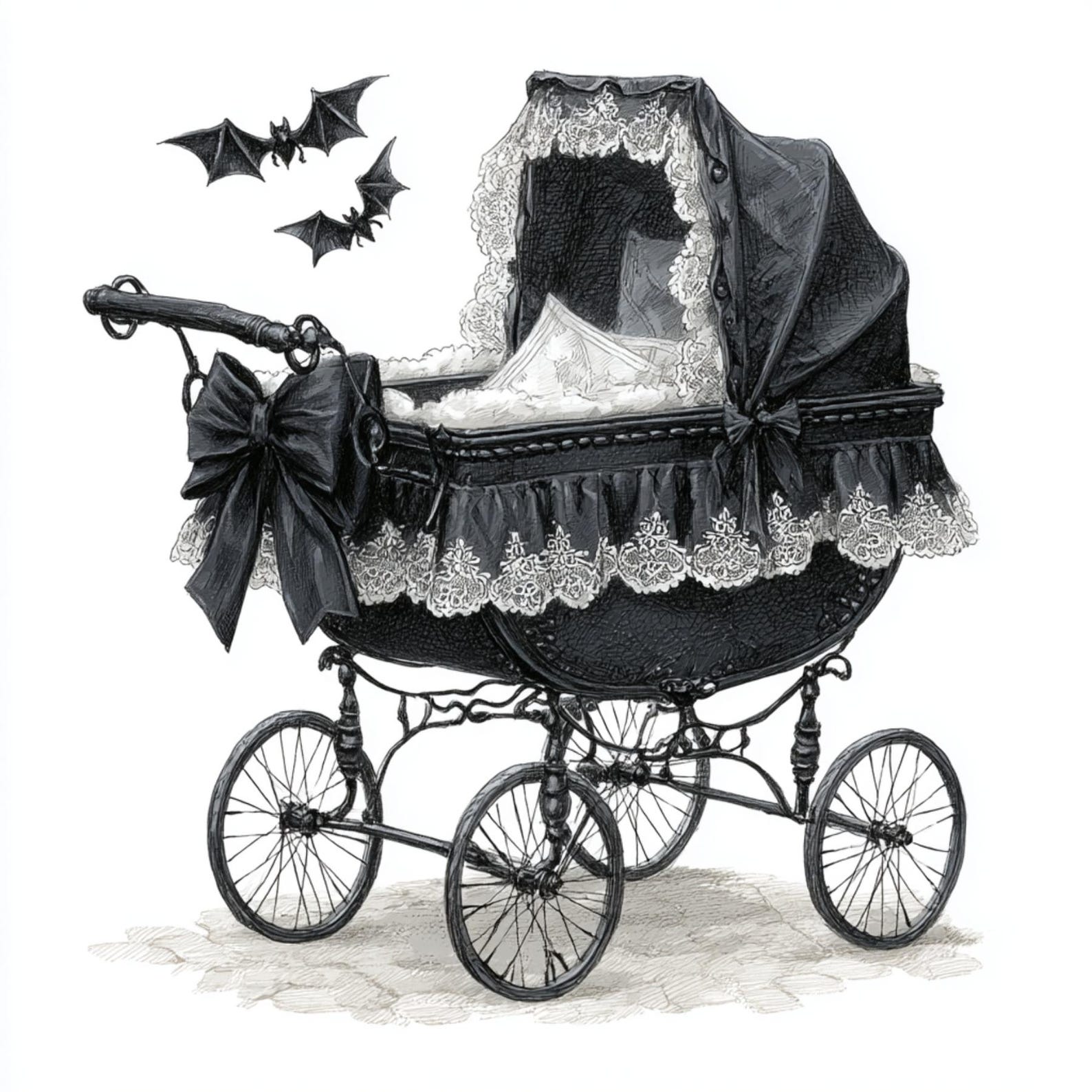 Halloween Baby, Goth Baby Decor, Spooky Pram Art, Halloween Stroller ...