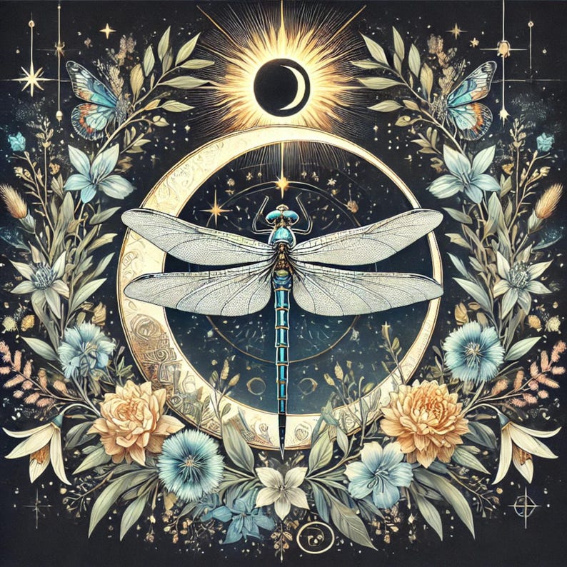 Celestial Dragonfly, Fantasy Clipart, Dragonfly, Celestial Image ...