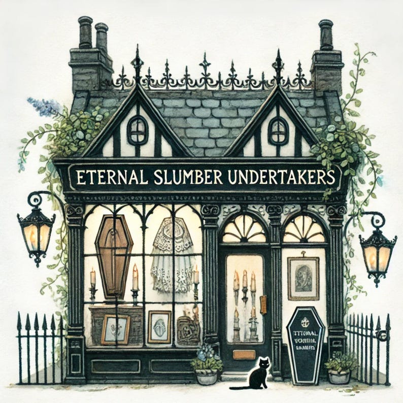 The Undertakers, Funeral Clipart, Undertaker Art, Gothic Watercolor ...