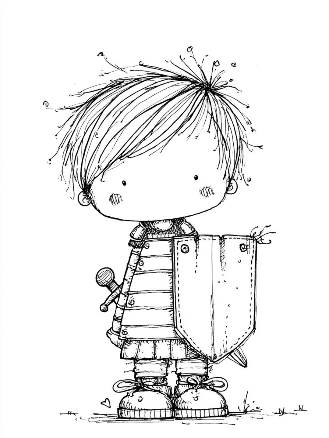 Knight Kid Art, Cute Sword Boy, Tiny Armor Kid, Shield Costume, Brave ...