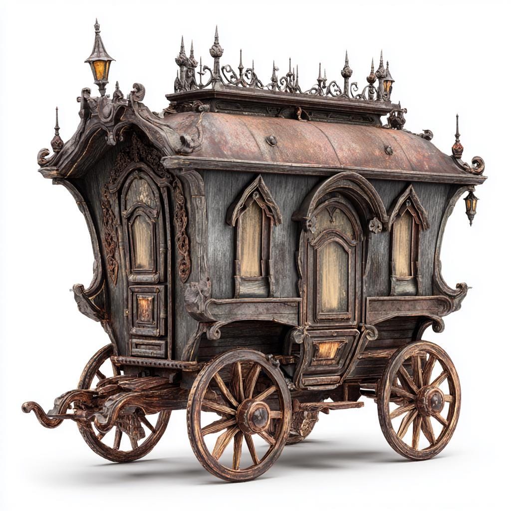 Haunted Wagon, Gothic Carriage, Creepy Circus, Spooky Wagon, Dark ...