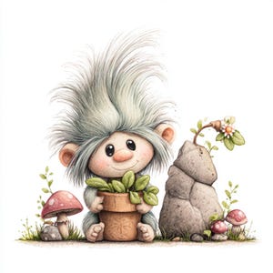 Garden Troll, Plant Sprite, Fairy Troll, Moss Child, Troll With Pot ...