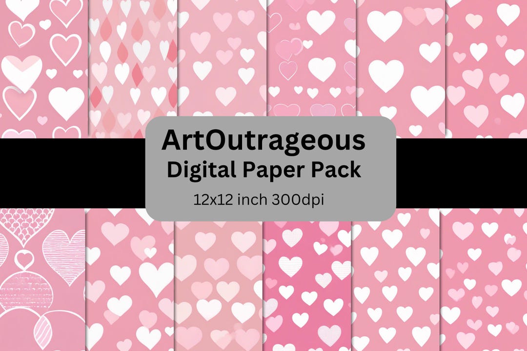 Tickled Pink Digital Papers, Scrapbooking Papers, 12x12 Inch, 300dpi ...