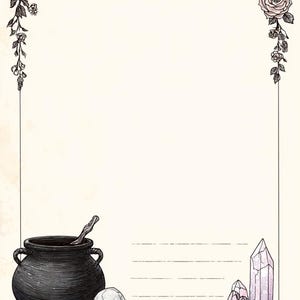 Witchy Paper, Spell Page, Crystal Border, Cauldron Art, Skull Paper ...