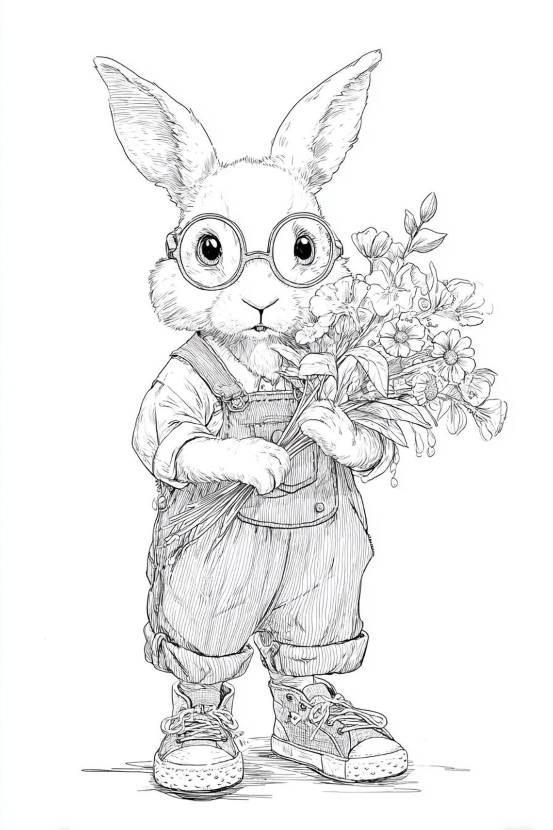 Spring Bunny, Flower Bunny, Cute Rabbit, Floral Bouquet, Bunny Art ...