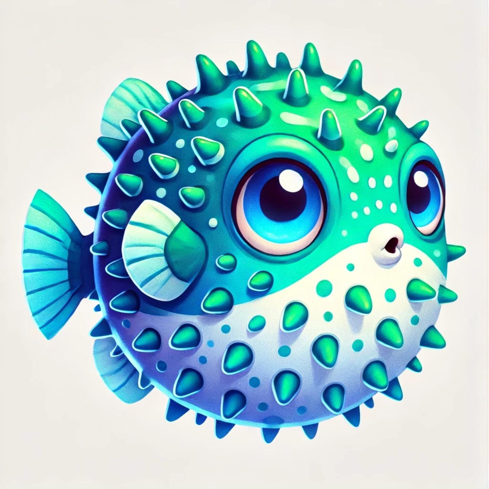 Cute Pufferfish, Cartoon Fish, Ocean Animal, Sea Creature, Kawaii Fish ...