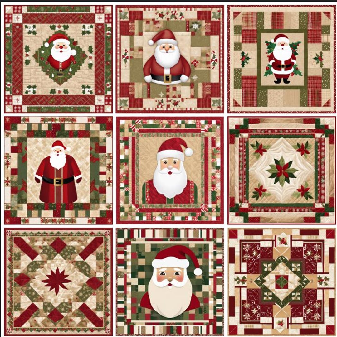 Santa Patchwork Coasters - 20 Jpg Images, Santa Patchwork, Drinks ...