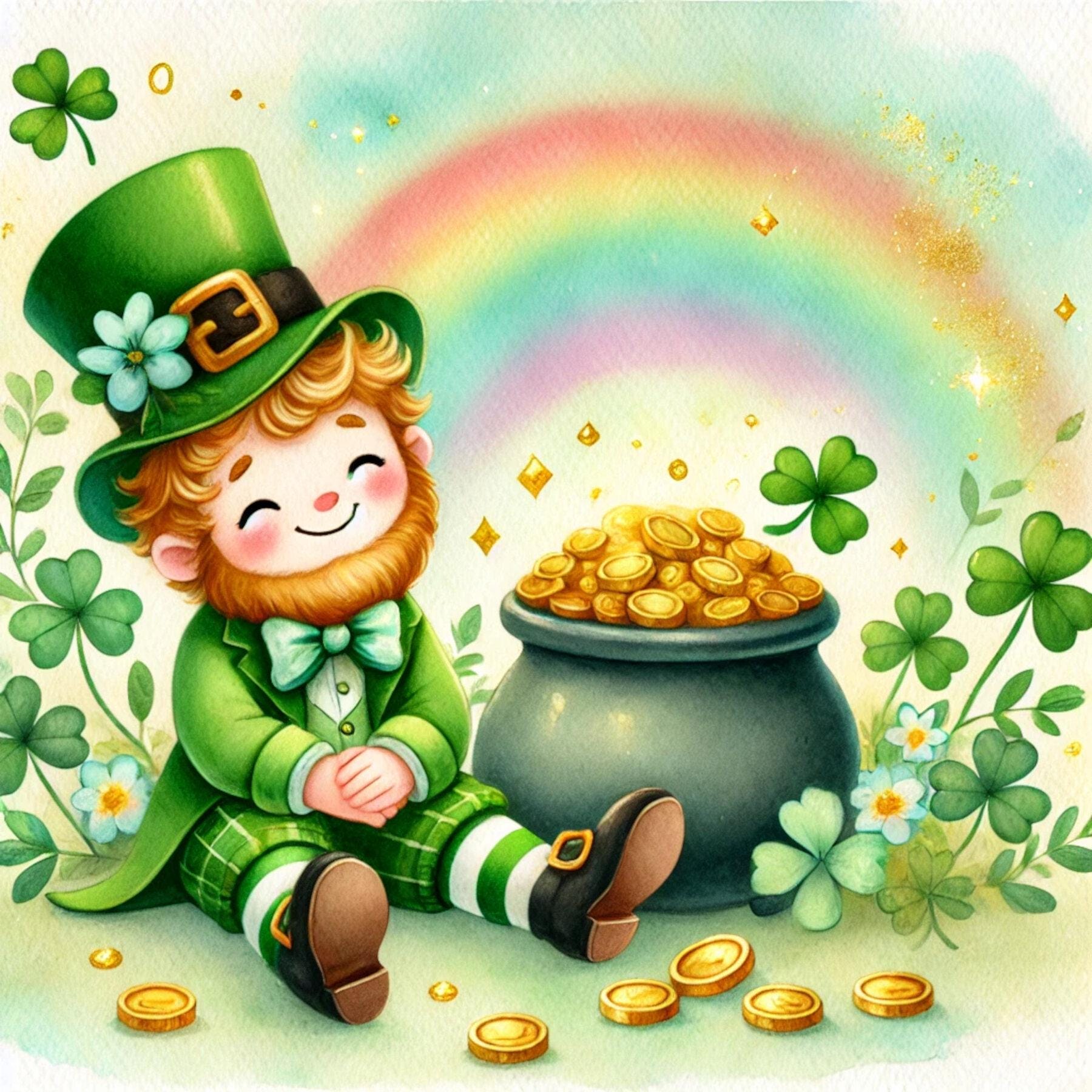 The Leprechaun, Luck of the Irish, Shamrock, Rainbows, Whimsical ...