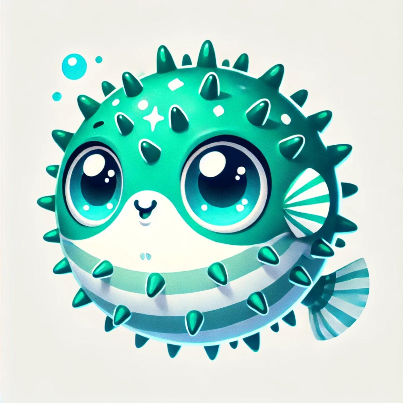 Cute Pufferfish, Cartoon Fish, Ocean Animal, Sea Creature, Kawaii Fish ...