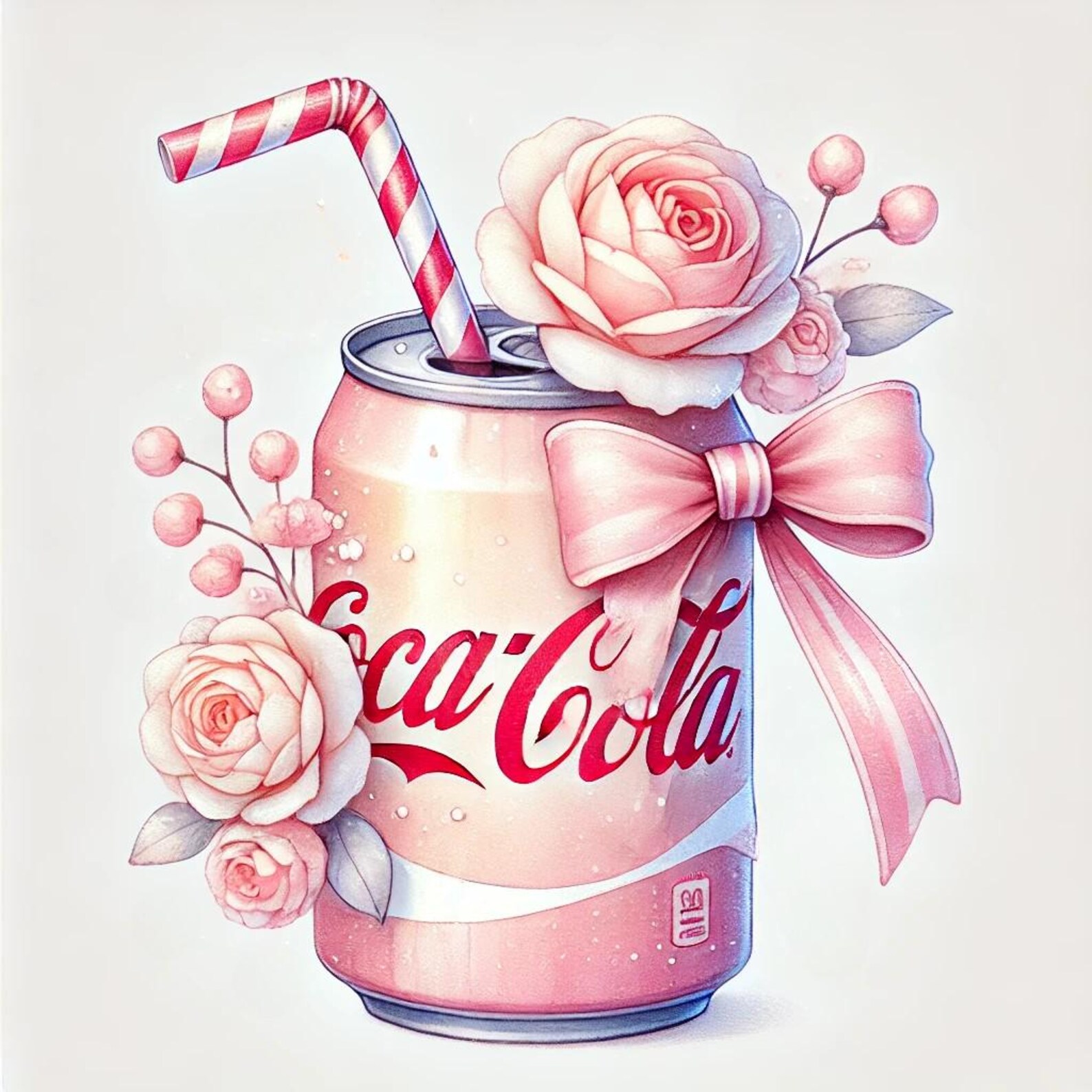 Pink Coke Can, Coca Cola Art, Floral Soda Can, Pastel Coke Aesthetic ...