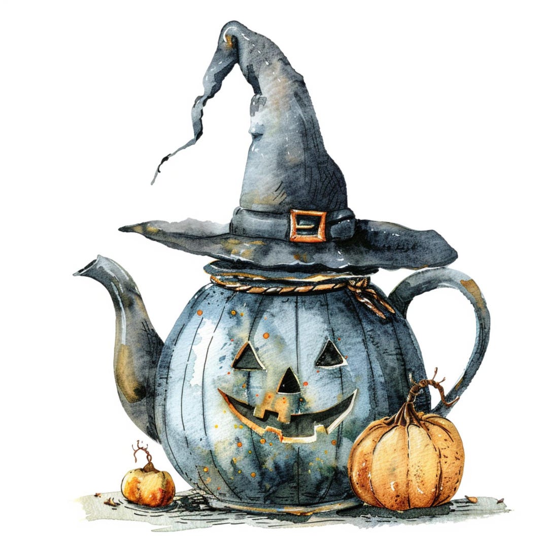 Witch Teapot, Spooky Pot, Halloween Art, Pumpkin Kettle, Magic Teapot ...