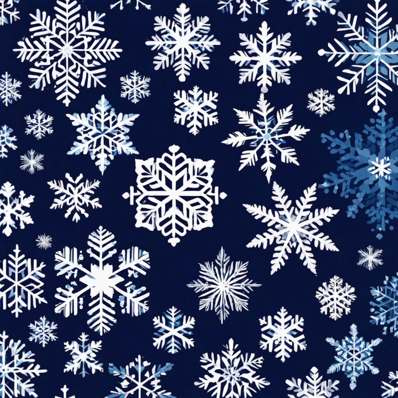 10 Blue Snowflake Repeat Pattern Clipart, 12x12 Size, Scrapbooking ...