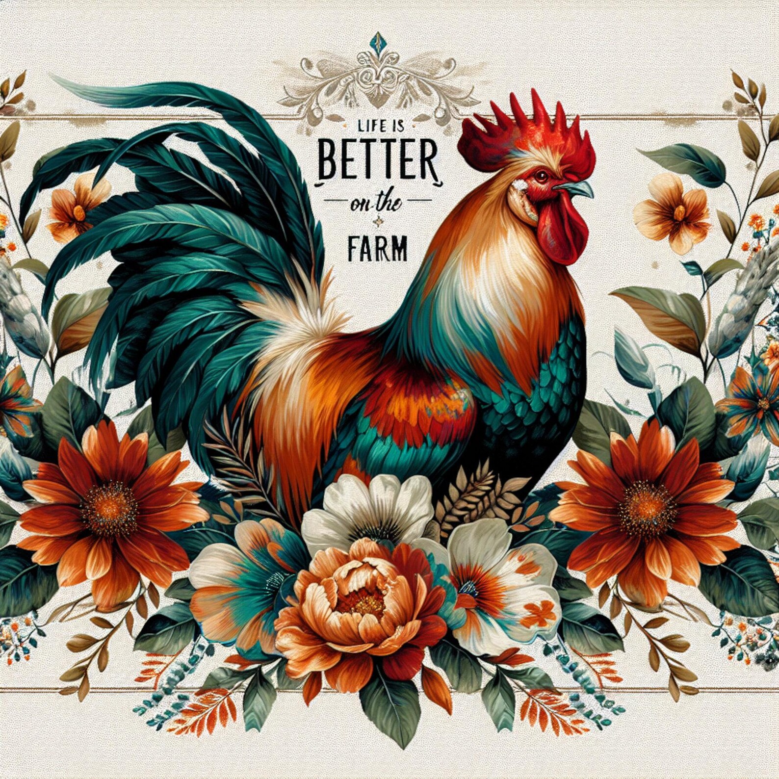 Life on the Farm, Farm Life, Country Decor, Rustic Rooster, Farmhouse ...