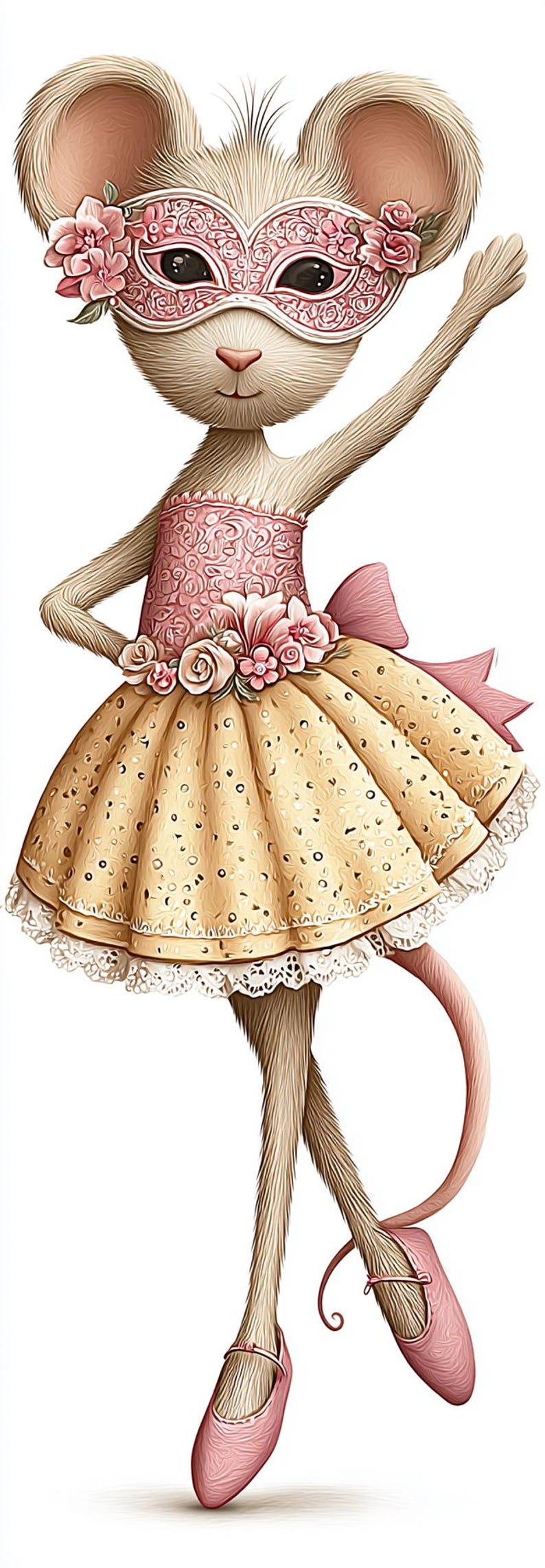 Masquerade Mouse, Ballerina PNG Set, Lace Mask Clipart, Elegant Mouse ...