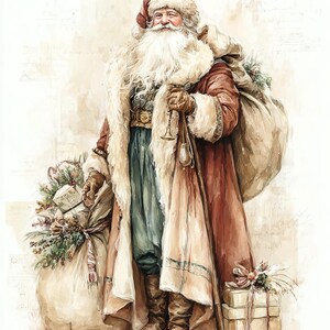 Vintage Santa, Rustic Father, Christmas Art, Santa Illustration ...