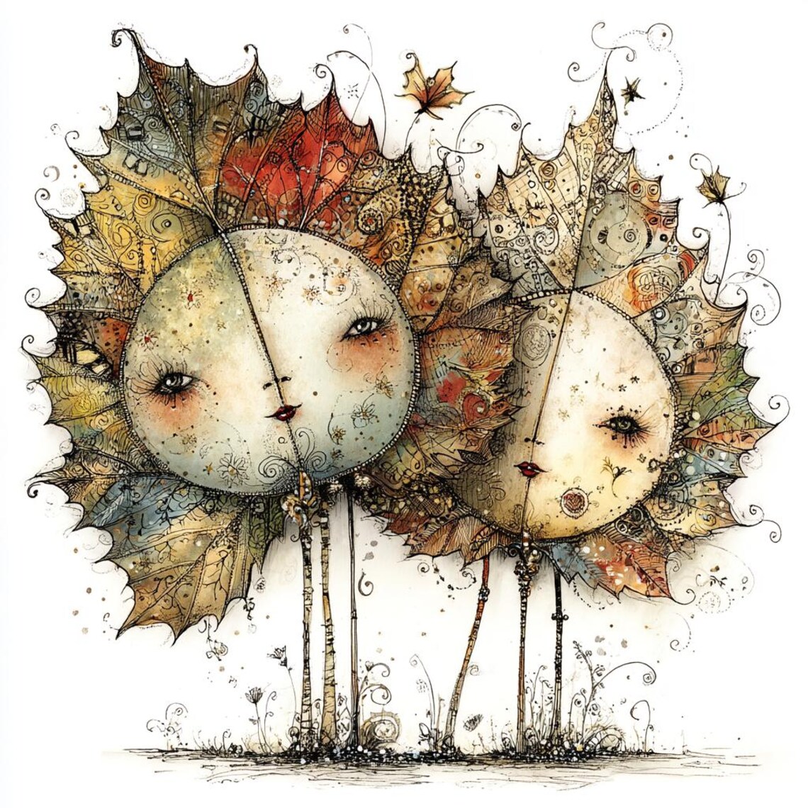 Leaf People, Autumn Faces, Forest Sprites, Fairy Leaves, Whimsy Art ...