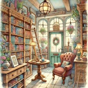 Village Book Shop, Cosy Bookshop, Vintage Decor, Colourful Books ...