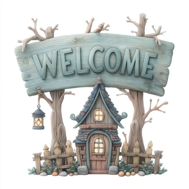 Welcome Sign, Rustic Home Art, Cottagecore Art, Whimsical Sign, Fairy ...