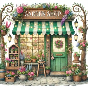 Garden Shop, Plant Store Art, Flower Shop Clip, Nursery Clipart, Plant ...