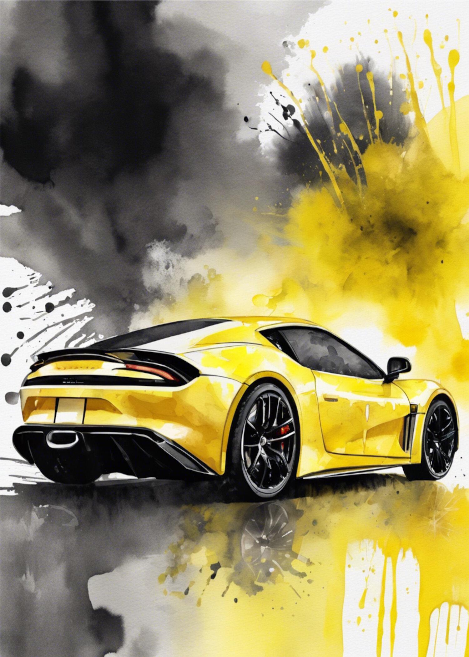 Set of 12 Watercolor Cars - High Performance Vehicle, Racing Cars ...