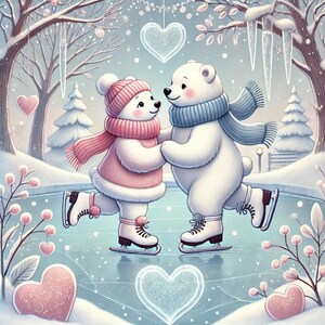 Winter Romance Polar Bears, Penguins, Snowmen, Winter Scene,, Winter ...