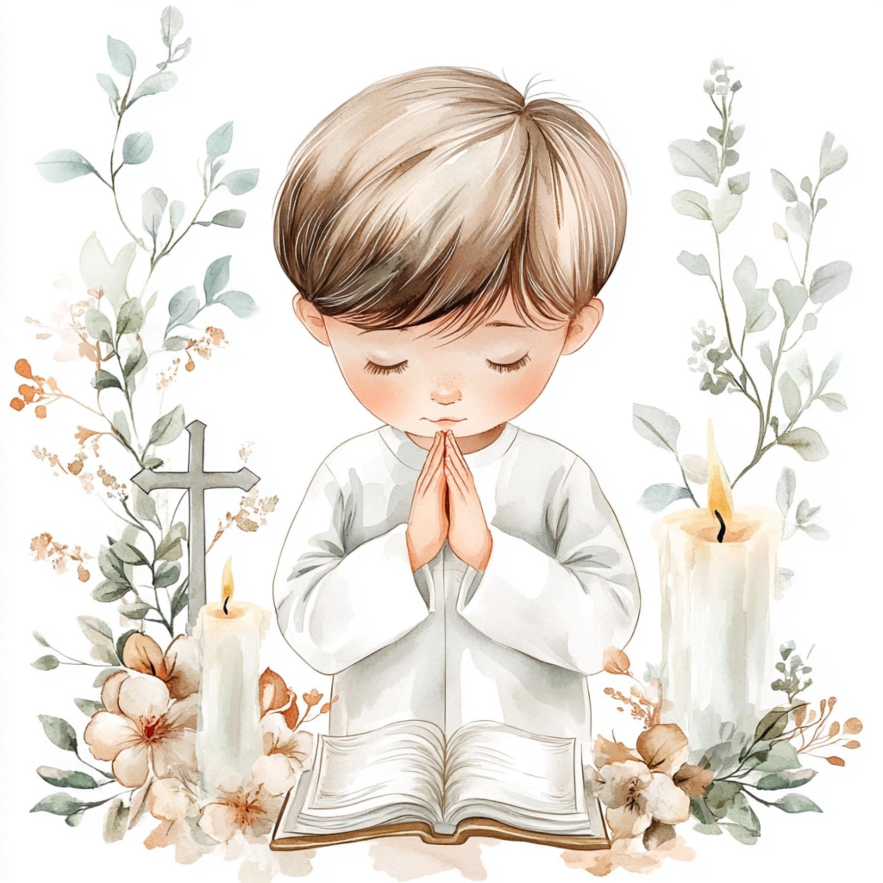 First Communion Boy CLIPART, Praying Child Watercolor, Religious ...