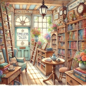 Village Book Shop, Cosy Bookshop, Vintage Decor, Colourful Books ...