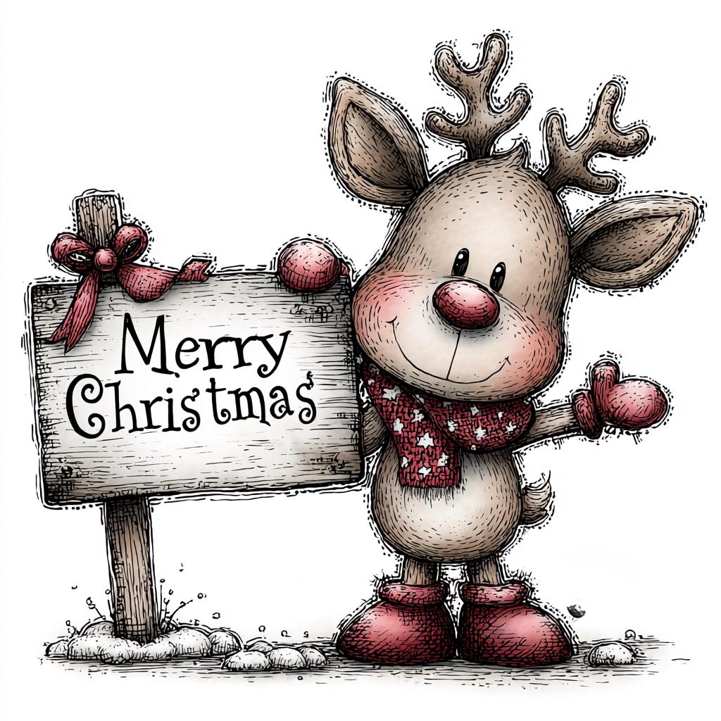 Merry Reindeer Greetings, Cute Reindeer, Christmas Sign, Holiday Cheer ...