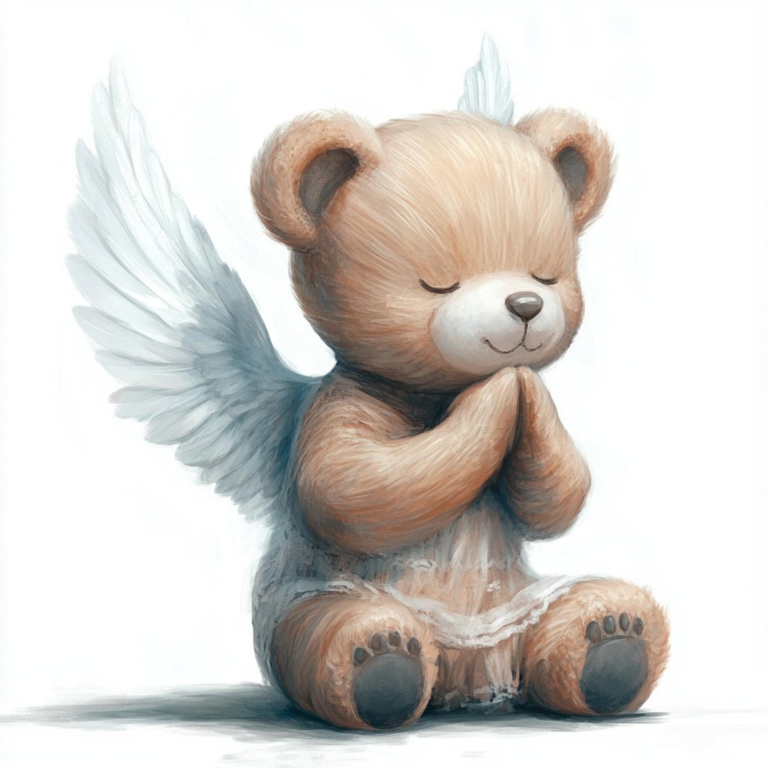 Whispers of Heaven, Angel Teddy, Cute Bear Art, Praying Bear, Baby ...