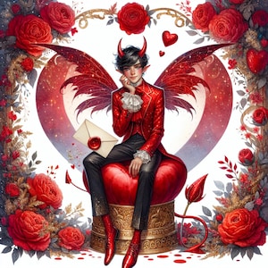 Valentine Sprite 3, Whimsical Male Fairy, Valentine's Day Clipart ...