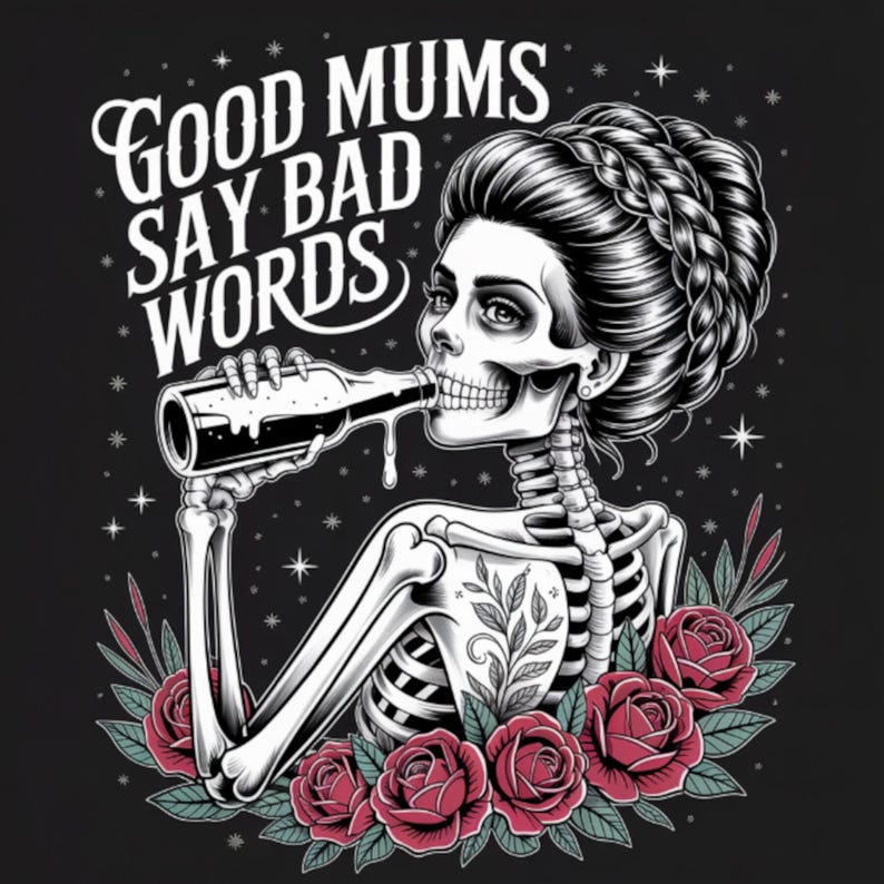 Bad Moms Club, Mom Skull Art, Retro Mom Shirt, Punk Mom Design, Edgy ...