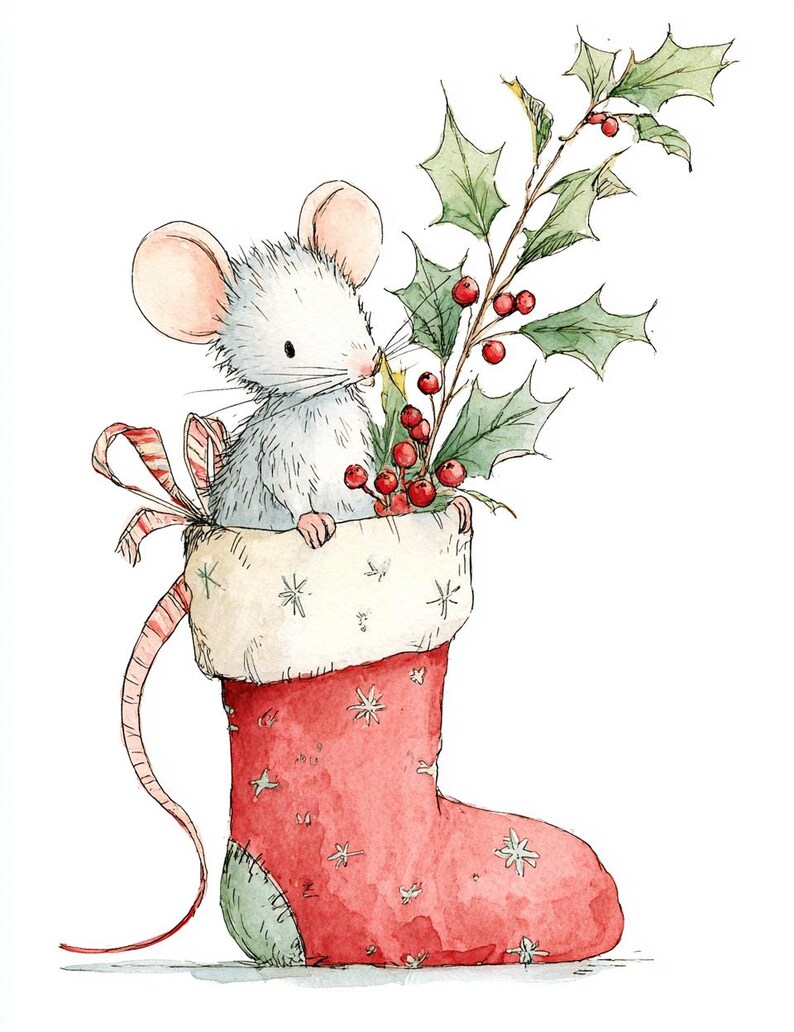 Christmas Mouse, Holiday Stocking, Festive Decor, Xmas Gifts, Cute ...