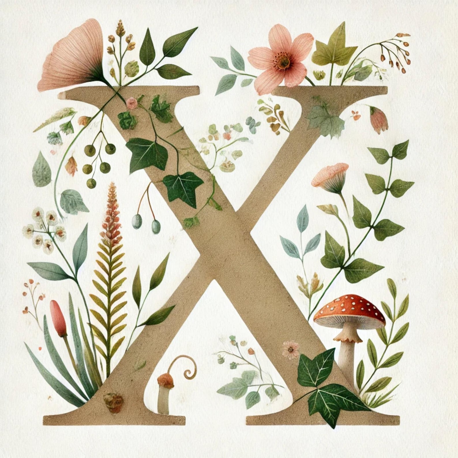 Fleurabet, Botanical Letters, Floral Alphabet, Watercolor Clipart ...