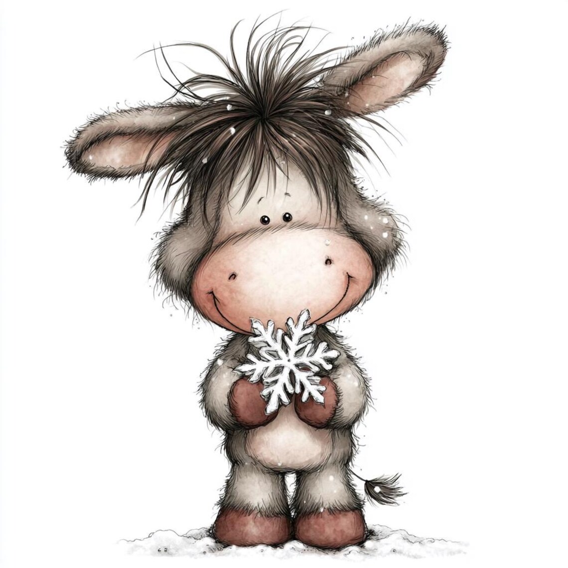 Winter Donkey Clipart, Cozy Snowflake Donkey, Cute Farm Animal PNG Set ...