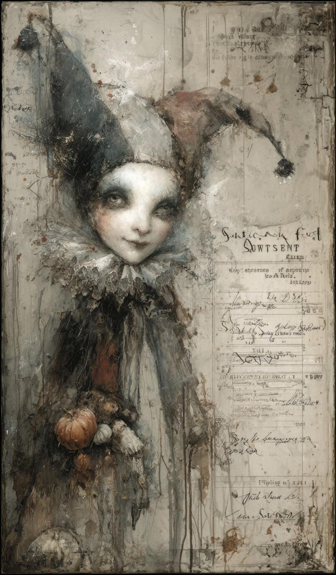 Gothic Fool, Dark Jester, Haunted Clown, Vintage Masquerade, Macabre ...