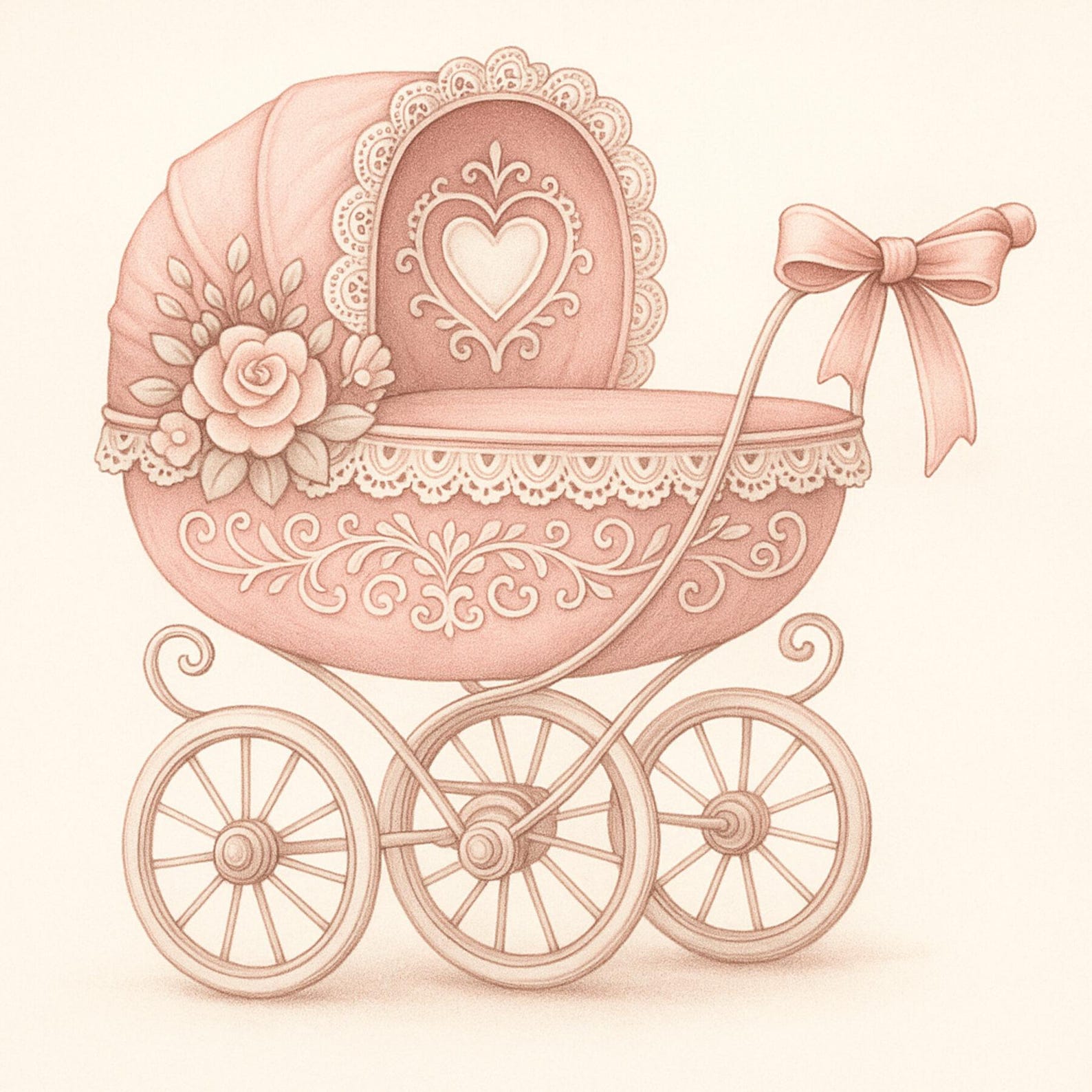 Baby Pram Pink Clipart, Watercolor Stroller, Vintage Baby Carriage ...