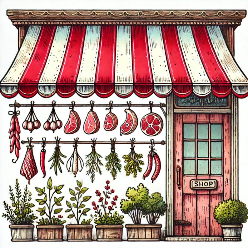 Butcher Shop, Butcher, Butcher Shop Images, Whimsical Clipart, Shop ...