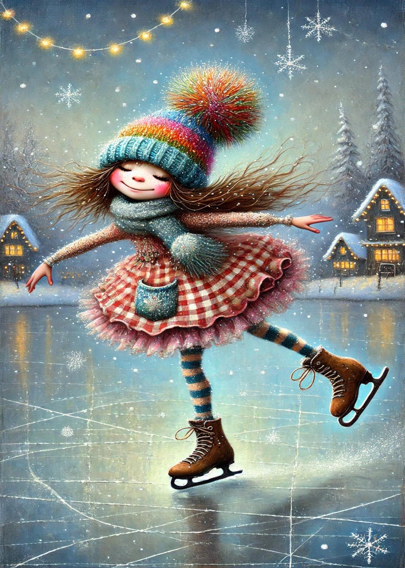 10 Whimsical Ice Skating Clipart: Fun, Playful Characters Gliding on ...