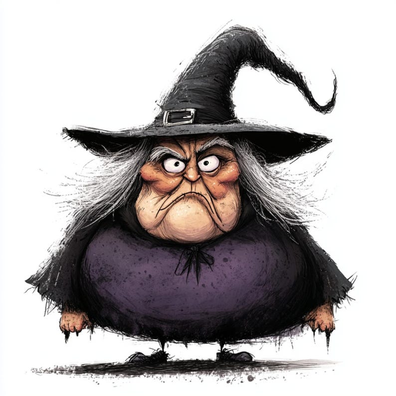 Grumpy Witch, Witch Clipart, Grumpy Witch, Funny Witch, Cartoon Witch ...