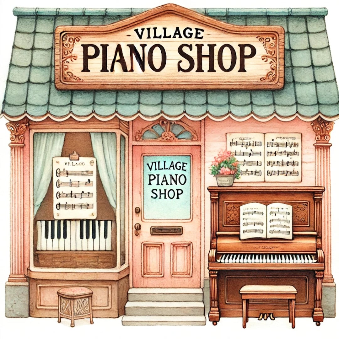 Music Shop 2 Clipart, Village Store Art, Watercolor Shop, Instrument ...