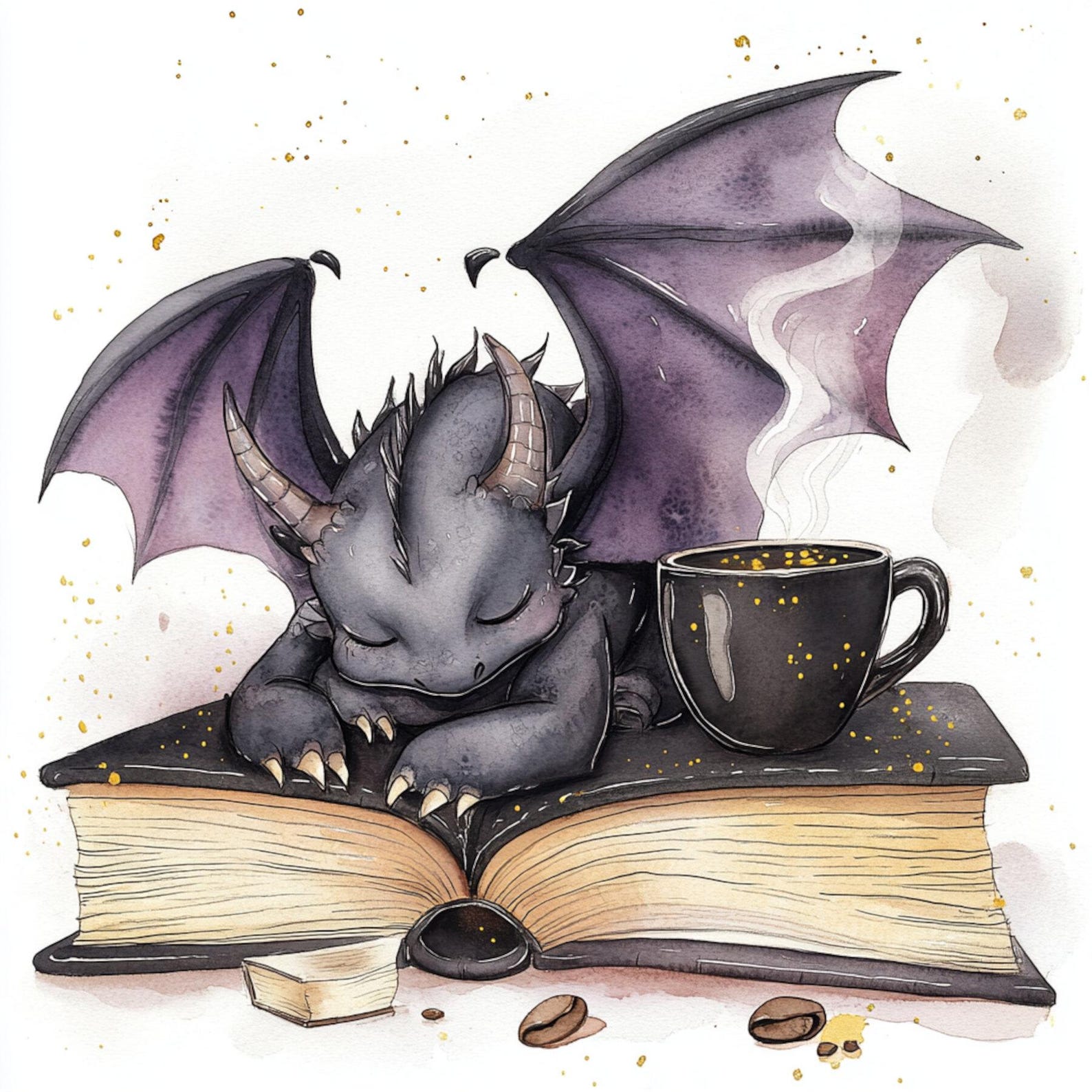 Dragon Book Art, Baby Dragon Art, Cozy Fantasy, Gothic Coffee, Bookish ...